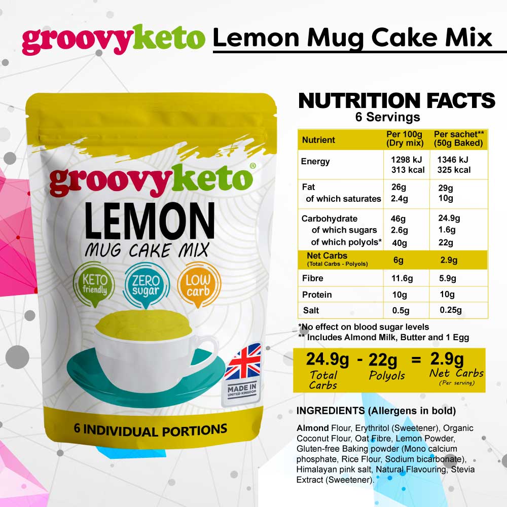 Groovy Keto Lemon Mug Cake Mix (6 Sachets)